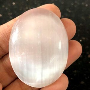 crystalmiracle Beautiful Natural Selenite Worry Stone Crystal Healing Reiki Positive Energy Thumb Stone Feng Shui Peace Gemstone