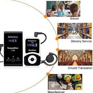 Retekess T130, Tour Guide System Wireless, Church Translation System, Assisted Listening Devices for Church, School, Factory, Court, Museum(2 Transmitter 20 Receivers)