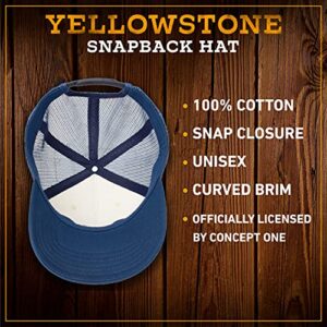 Yellowstone Trucker Hat, Mesh Adjustable Snapback Baseball Cap with Curved Brim, Navy, One Size