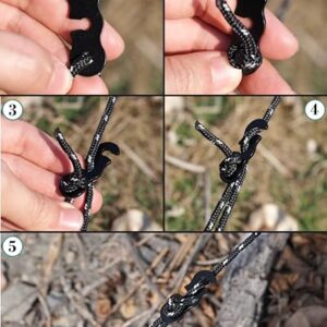 Rope Tensioner Aluminum Alloy Camping Tent Guyline Cord Adjuster Camping of Gear for Camping, Hiking, Backpacking Ultralight Tent Stakes Guy Lines (Black, 20 Pack)