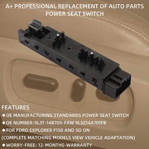 Dasbecan Left Driver Side Adjustment Power Seat Switch Compatible with Ford 2006-2019 Lincoln 2006-2019 Mercury 2006-2011 Replace# 9L3T-14B709-FAW 9L3Z-14A701-FB