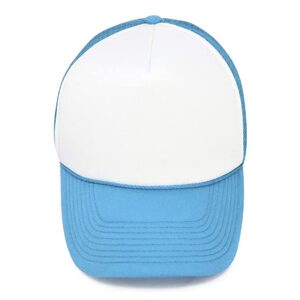 MR.R Sublimation Blanks 2PCS Light Blue Color Polyester Mesh Cap Mesh Hat Two Tone Trucker Summer Mesh Cap with Adjustable Snapback