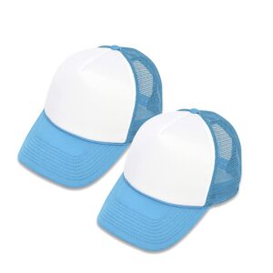 mr.r sublimation blanks 2pcs light blue color polyester mesh cap mesh hat two tone trucker summer mesh cap with adjustable snapback