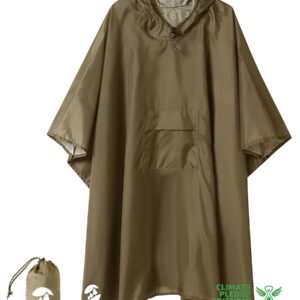 SaphiRose Hooded Rain Poncho Waterproof Raincoat Jacket for Men Women Adults(brown)