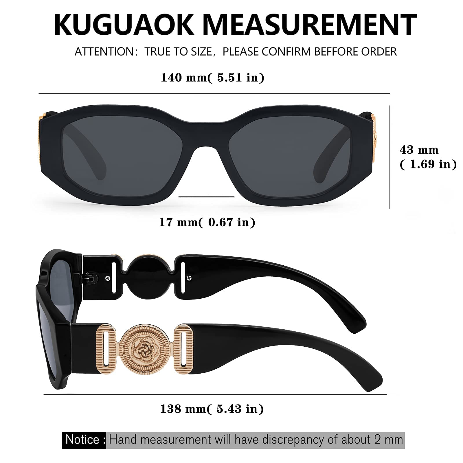 KUGUAOK Irregular Rectangle Sunglasses Women Trendy Design UV Protection Small Sun Glasses