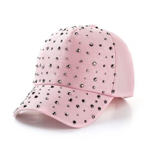 gudessly adjustable breathable rhinestone baseball cap for women bling sequins casual sports cap