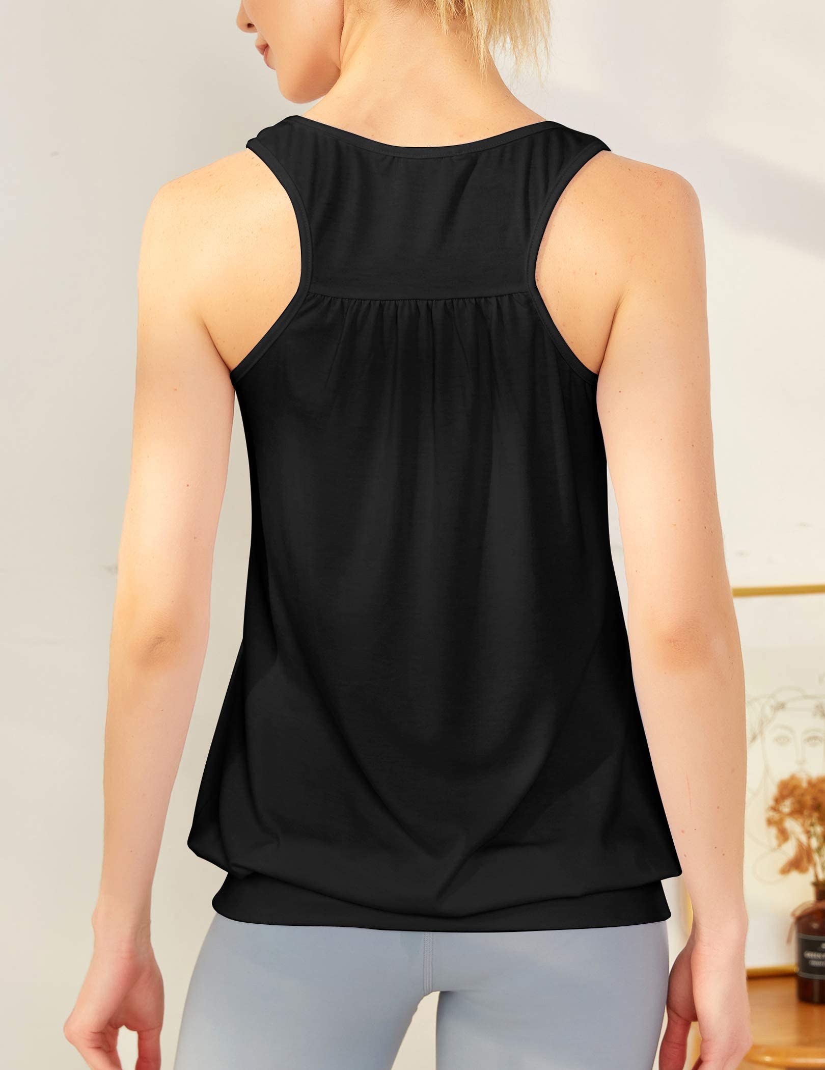 Beyove Workout Tops for Women Yoga Tank Tops Gym Shirts Workout Clothes Excerise Soft Tank Black M