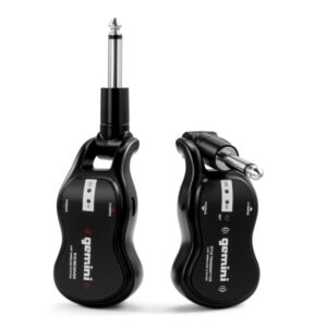 gemini sound gmu-g100 - professional uhf wireless guitar system with rechargeable transmitter and receiver, 50+ meters range, high-fidelity audio, for electric and acoustic guitars, plug & play