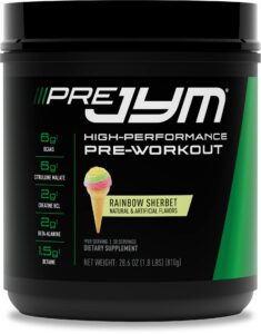 jym supplement science pre jym rainbow sherbet, 30 servings, rainbow sherbet, 1.8 pound (pack of 1)