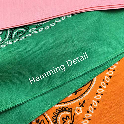 Vamqor 12pcs Bandana for women and men 100% Cotton Custom Fashion Paisley Design Multifunctional Outdoor Square Handkerchief（green）