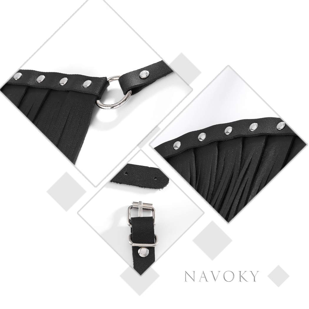 Navoky Punk Leather Waist Chain Black Tassel Belly Body Chains Jewelry Accessories for Women and Girls