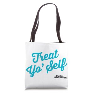 parks and recreation treat yo' self tote bag