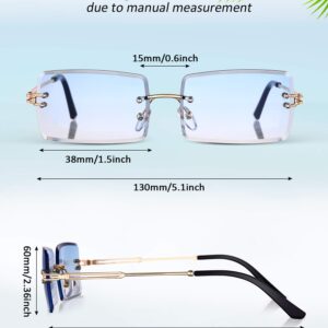 10 Pairs Rimless Sunglasses Rectangle 90s Retro Sunglasses Trendy Y2k Sunglasses Frameless Square Glasses Eyewear for Men Women (Romantic Color)