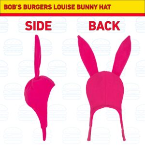 Concept One Womens Bob's Burgers Louise Cosplay Bunny with Floppy Ears Fleece Beanie Hat, Pink, 0 US