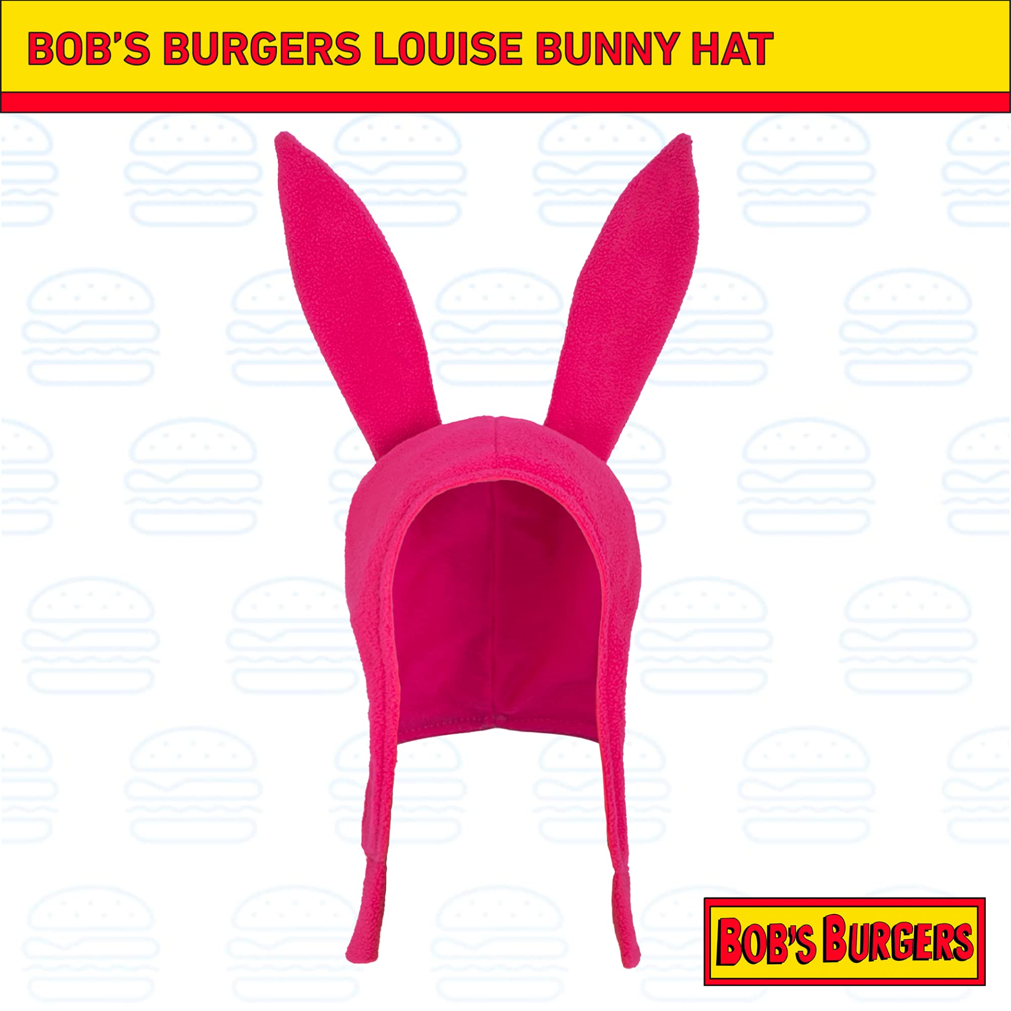 Concept One Womens Bob's Burgers Louise Cosplay Bunny with Floppy Ears Fleece Beanie Hat, Pink, 0 US