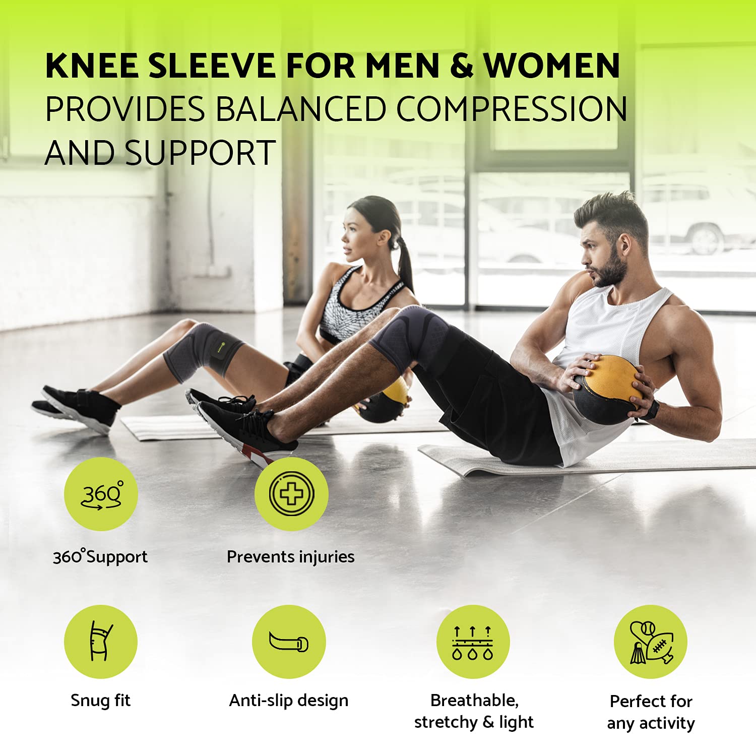 GARNO Knee Brace For Knee Pain, Compression Sleeve with Strap for Patella and IT Band Support; Patella Tendon Support Strap; Relief for Arthritis, Meniscus, ACL; Men & Women; Running, Workout,