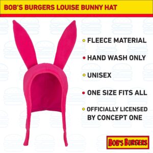 Concept One Womens Bob's Burgers Louise Cosplay Bunny with Floppy Ears Fleece Beanie Hat, Pink, 0 US