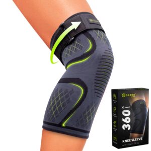 garno knee brace for knee pain, compression sleeve with strap for patella and it band support; relief for arthritis, meniscus, acl; men & women; running, workout, weightlifting (x-large)