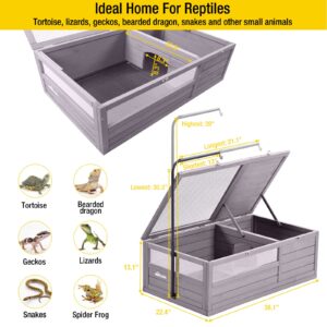 Aivituvin Tortoise House Wooden Tortoise Enclosures, Indoor Tortoise Habitat Outdoor Reptile Cage -Upgrade Version