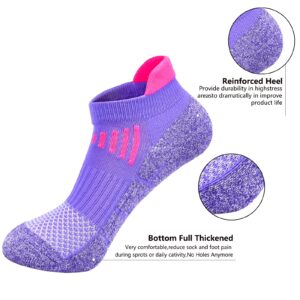 J.WMEET Womens Ankle Athletic Socks Low Cut Cushioned Breathable Running Performance Sport Tab Cotton Socks 6 Pack (Multicoloured)