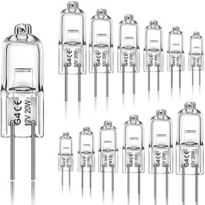 Jaenmsa G4 Light Bulbs 20W, 12 Pack Crystal Clear Halogen Bulb 2 Pin, 12 Volt 20 Watt JC T3 Bi-pin Capsule Xenon Bulb, Dimmable 2700K Warm, 2 Prong G4 Base for Landscape/Desk Lamp, Chandelier