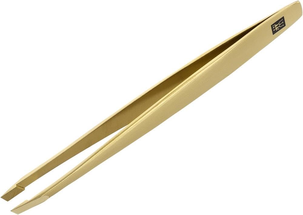 ZWILLING Beauty TWINOX Slant Tip Tweezers, Slanted Tip for Precise Hair Plucking, Durable Stainless-Steel Tweezers, Premium Facial Care, Gold Edition