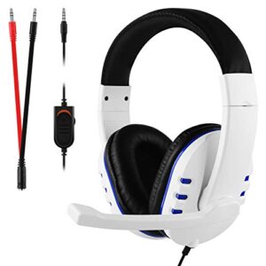 geekria ps5 stereo gaming headset, over-ear headphones with 3.5mm audio jack compatible with playstation ps5, ps4, xbox one, nintendo switch, pc, smartphones, tablet, laptop (white)