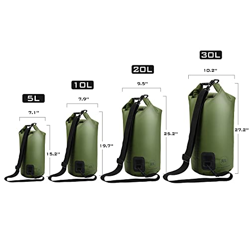 KastKing Cyclone Seal Dry Bags,Waterproof Storage Dry Bags,5L/10L/20L/30L Roll Top Sack,Military Grade Construction for Swimming,Kayaking,Boating,Hiking,Fishing,Green,20L