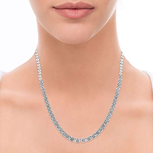 Beyond Brilliance Bezel Set 1/3 Carat Natural Diamond Tennis Necklace in Sterling Silver -18 inch | Miracle Plated Round Cut Diamond Necklace | Fine Jewelry for Women | Gift Box Included