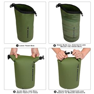 KastKing Cyclone Seal Dry Bags,Waterproof Storage Dry Bags,5L/10L/20L/30L Roll Top Sack,Military Grade Construction for Swimming,Kayaking,Boating,Hiking,Fishing,Green,20L