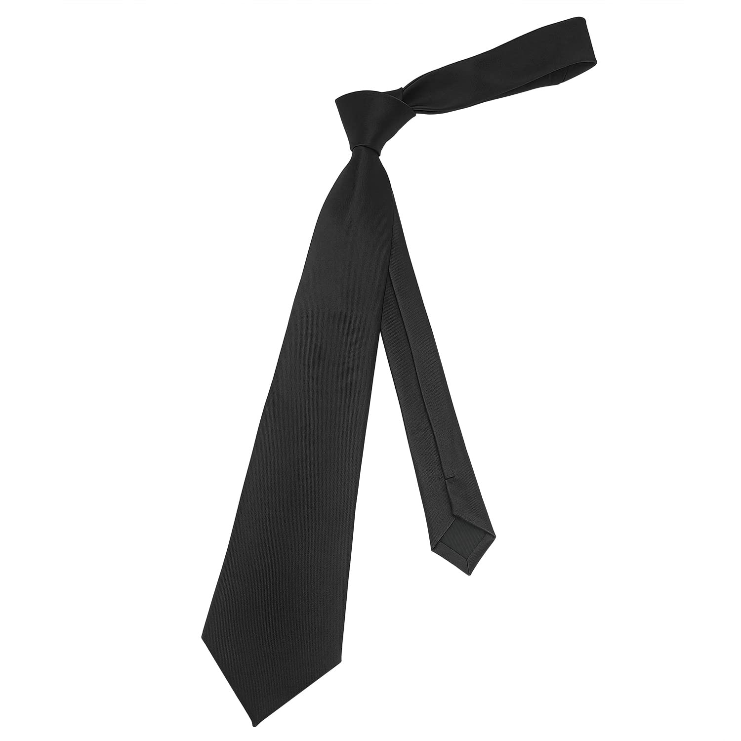 Murong Jun Men's Ties Solid Color Pure Polyester Plain Necktie Black Ties For Men