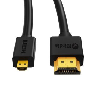 iBirdie Micro HDMI to HDMI Cable 6 Feet - High Speed 18Gbps Support 4K60 HDR ARC Compatible with GoPro Hero 7 6 5 4, Raspberry Pi 4, Sony A6000 A6300, Nikon B500, Yoga 710