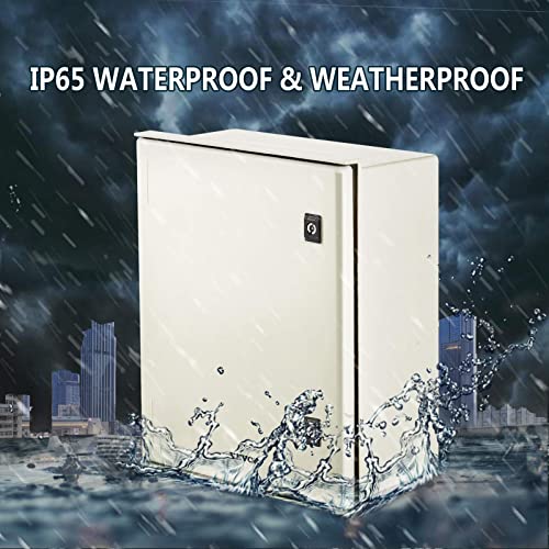 VEVOR Fiberglass Enclosure 19.7 x 15.7 x7.9" Electrical Enclosure Box NEMA 3X Electronic Equipment Enclosure Box IP65 Weatherproof Wall-Mounted Electrical Enclosure with Hinges & Quarter-Turn Latches