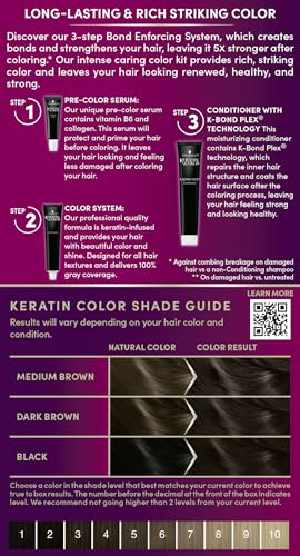 Schwarzkopf Keratin Color Permanent Hair Color Cream, 4.1 Dark Ash Brown, 4.1 Dark Ash Brown, 12 count