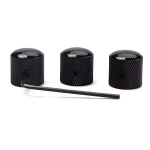 KAIY Set of 3 Black Metal Guitar Control Knob, Guitar Volume Tone Control Dome Knobs, Tele Telecaster or Guitar Bass Replacement Parts