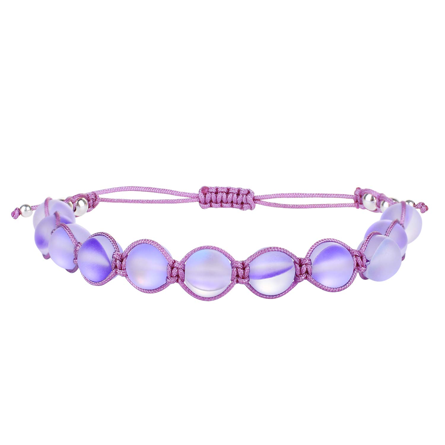 KANYEE Bracelets for Women Moonstone Beaded Bracelet Colorful Friendship Bracelet Boho Adjustable Bracelets（Purple