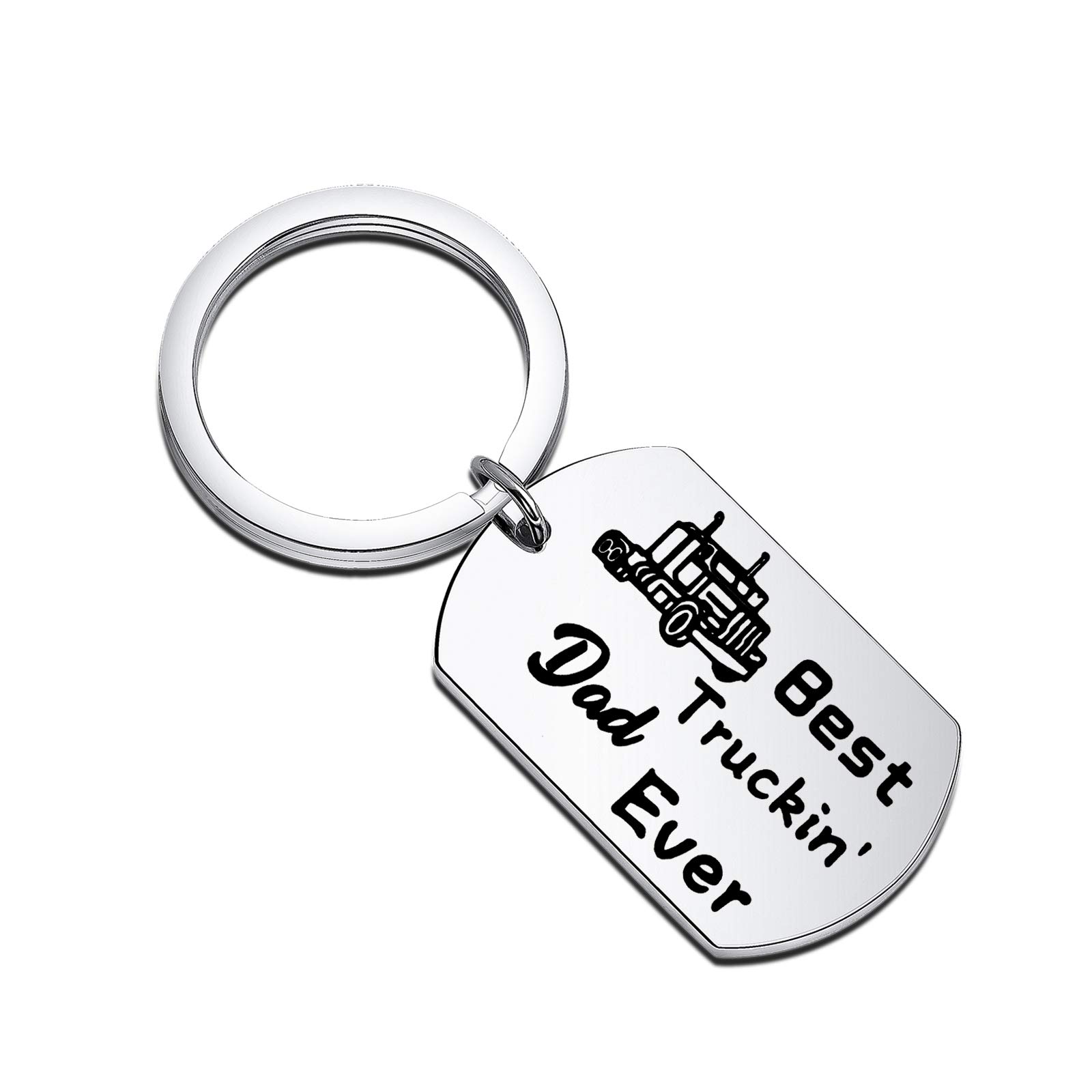 Truck Dad Gifts Trucker Dad Keychain Truck Driver Gifts for Dad from Daughter Wife Best Truckin' Dad Ever