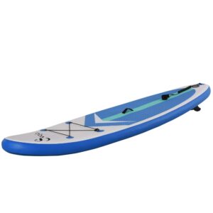 soozier inflatable stand up paddle board ultra-light yoga sup with non-slip deck pad, premium accessories, waterproof bag, safety leash and hand pump for surfing, touring and fishing, blue