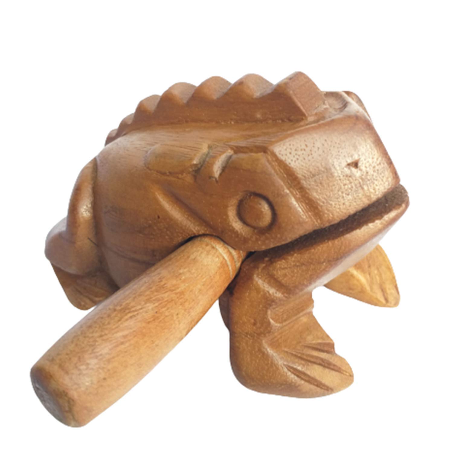 Cozinest Medium 6" Wood Frog Guiro Rasp Percussion Musical Instrument Tone Block Wooden Handcraft Percussion Instruments Products From Thailand Lucky Frog for Home Office Decor (Tan)