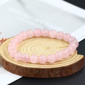 Natural Gemstones Rose Quartz Bracelet 8mm Chakra Round Beads Energy Power Crystal Reiki Healing Elastic Stretch 7 Inch for Women Men Unisex