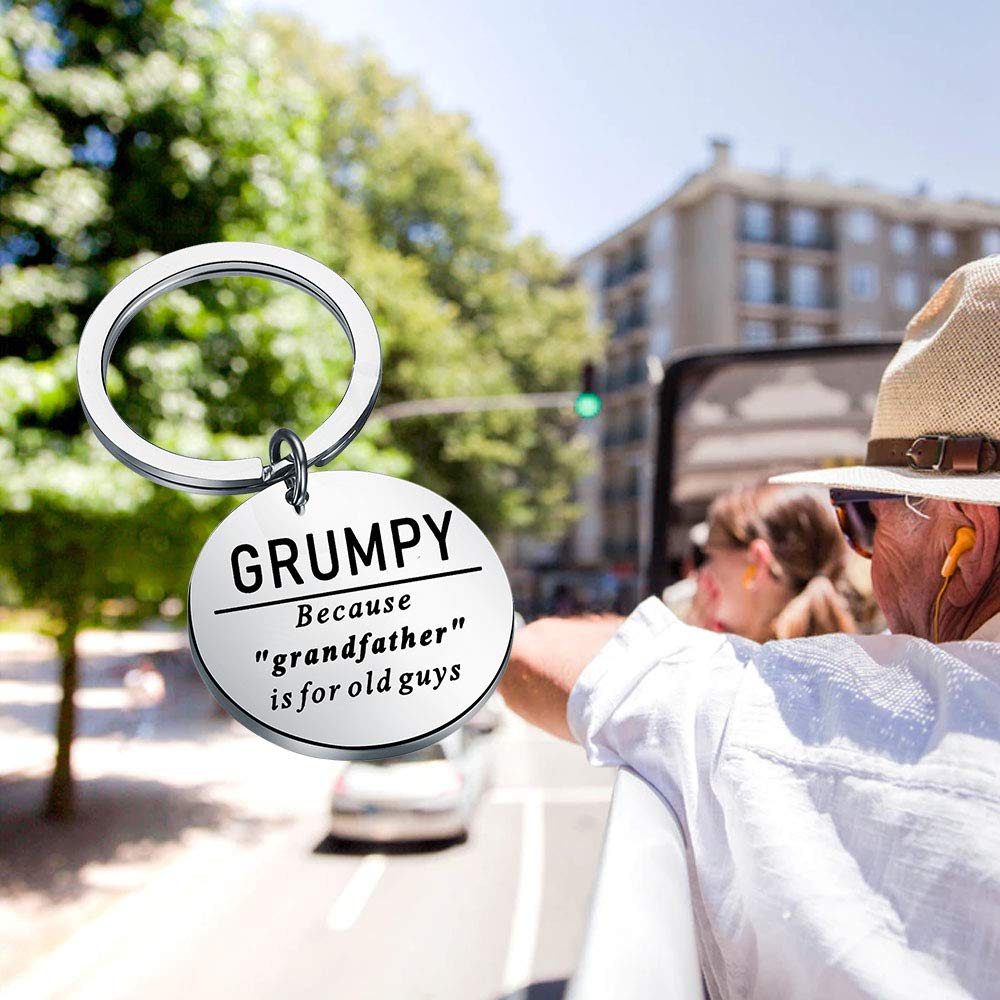 TIIMG Grumpy Keychain Grandfather Fathers Day Gift Grumpy Gifts for Grandpa Grandpa Keychain (Grumpy old guys)