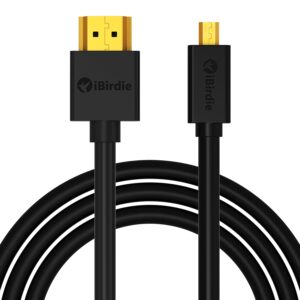 ibirdie micro hdmi to hdmi cable 6 feet - high speed 18gbps support 4k60 hdr arc compatible with gopro hero 7 6 5 4, raspberry pi 4, sony a6000 a6300, nikon b500, yoga 710