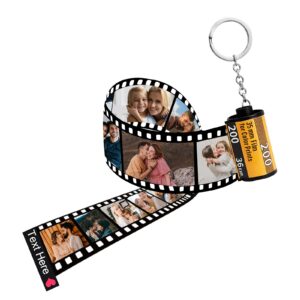 mouzylcase personalized camera film roll keychain with pictures custom film roll keychain for birthday father's day mother's day