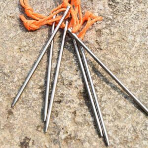 Tentock Titanium Tent Stakes 6pcs/Pack Ultralight Tarp Nails Hammock Pegs for Hard Ground Rock Granite with Reflective Loop (TT0144(16.5cm))