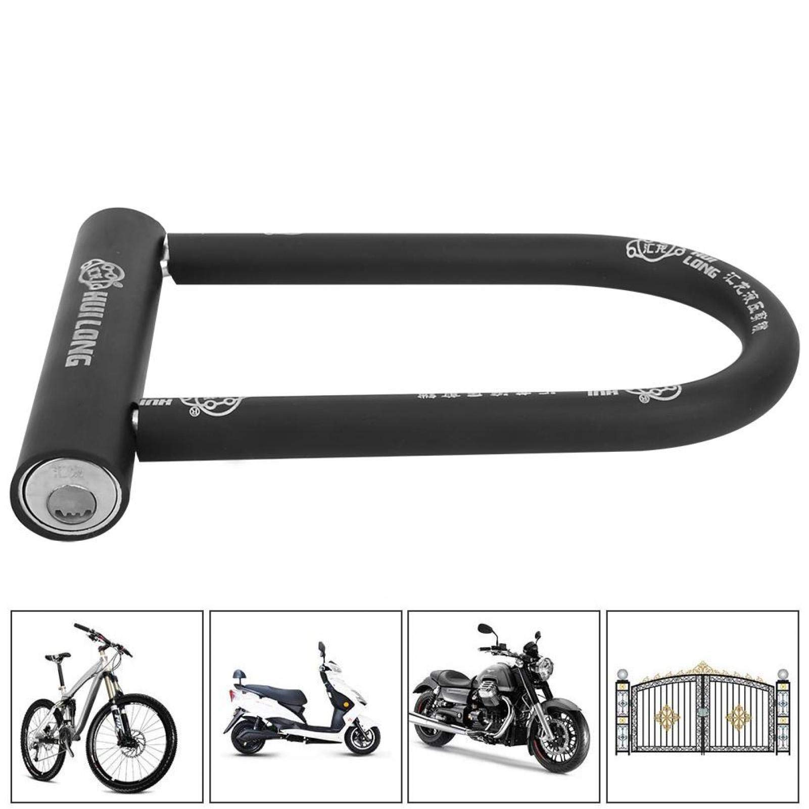 EVTSCAN Bike Locks, Bicycle Bike U-Shaped Lock Steel Anti-Theft Lock Waterproof Rustproof Pure Copper Core Locks(Black)