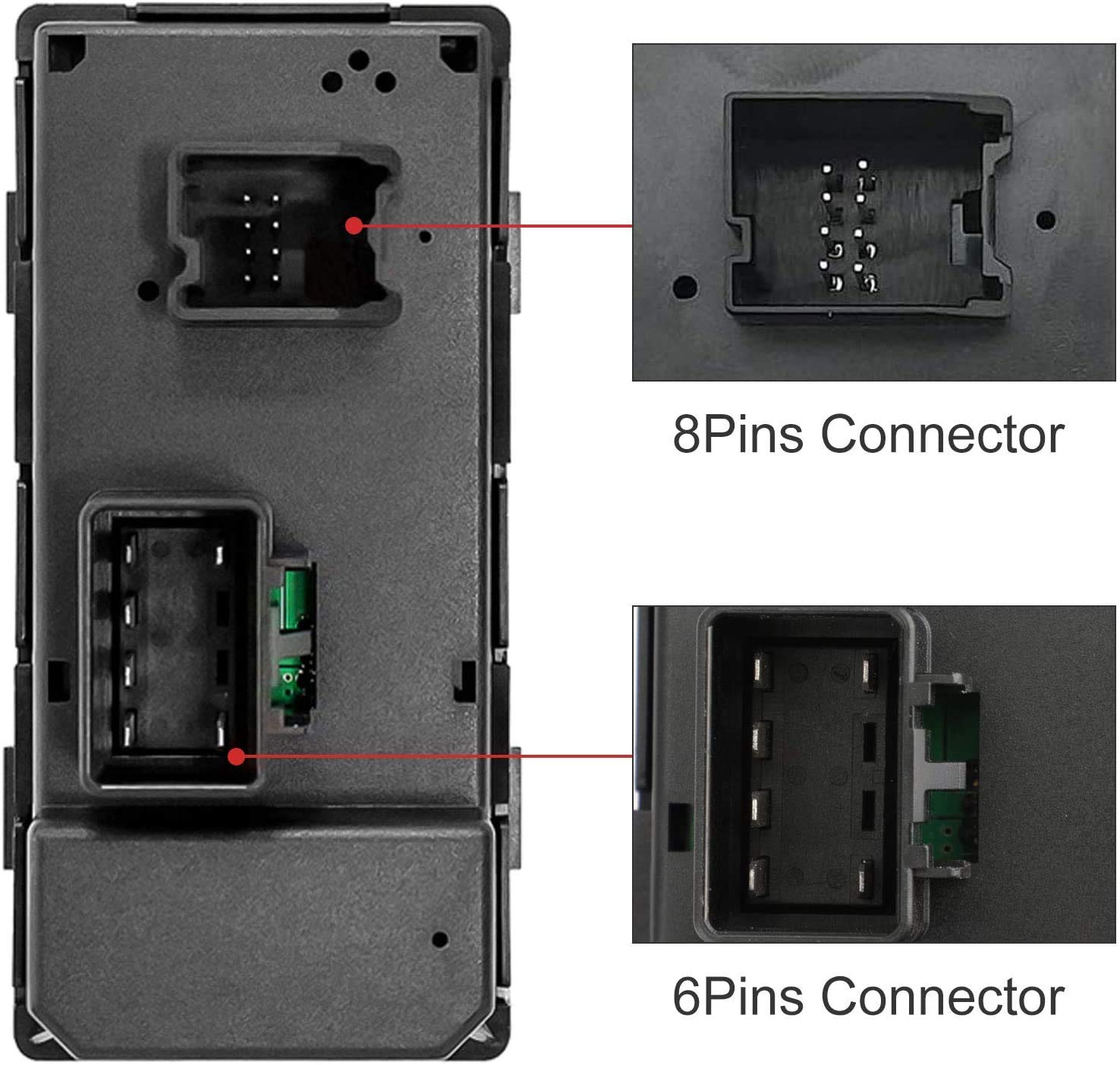 Front Left Driver Side Power Window Master Control Switch fit for 2007-2013 Chevy Silverado GMC Sierra 1500 2500HD 3500HD Traverse HHR Buick Enclave Replaces OE 25789692, 20945129, 25951963, 20945224