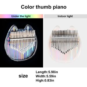 Beveetio Clear Kalimba Thumb Piano With Eva Protective Case, Transparent Crystal Kalimba 17 Key, Musical Instrument Gifts For Kids, Cat Shape Finger Piano, Acrylic Mbira