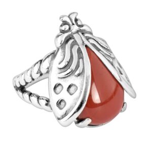 american west jewelry sterling red jasper ladybug ring size 8