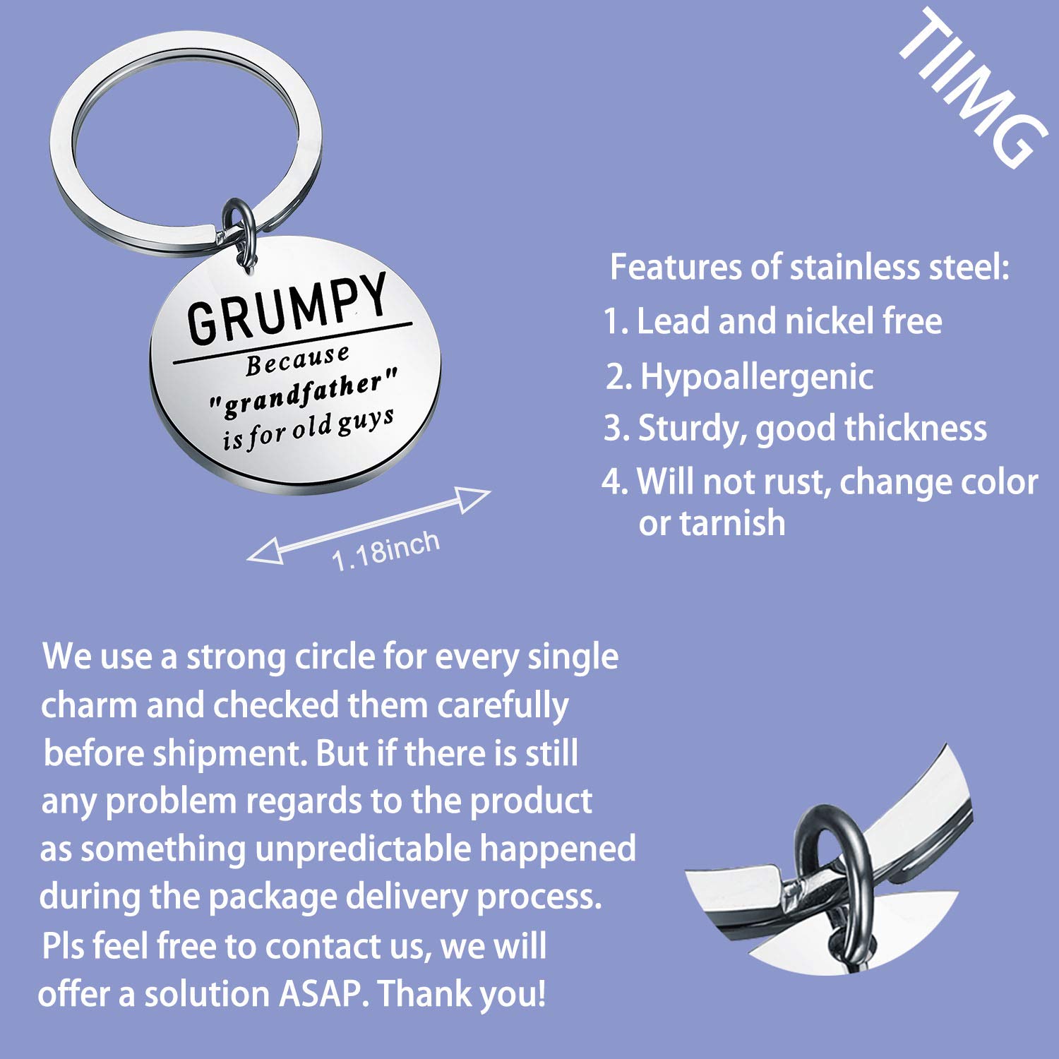 TIIMG Grumpy Keychain Grandfather Fathers Day Gift Grumpy Gifts for Grandpa Grandpa Keychain (Grumpy old guys)