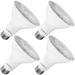 luxrite 4 pack led par30 flood light bulb, 75w equivalent, 3000k soft white, 850 lumens, 11w dimmable, indoor outdoor spotlight bulb, wet rated, e26 standard base, ul listed